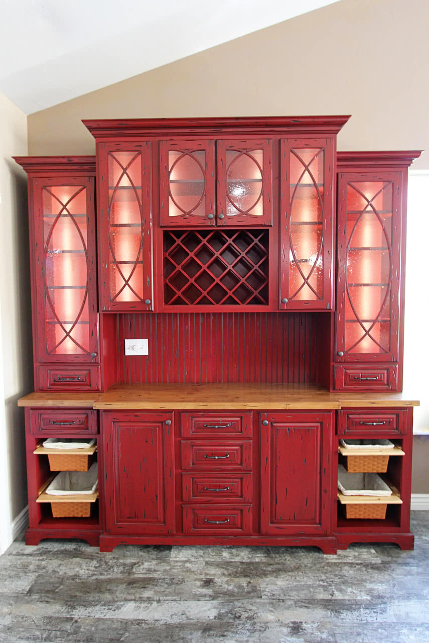 A custom designed hutch adds display and storage space | Premier ...